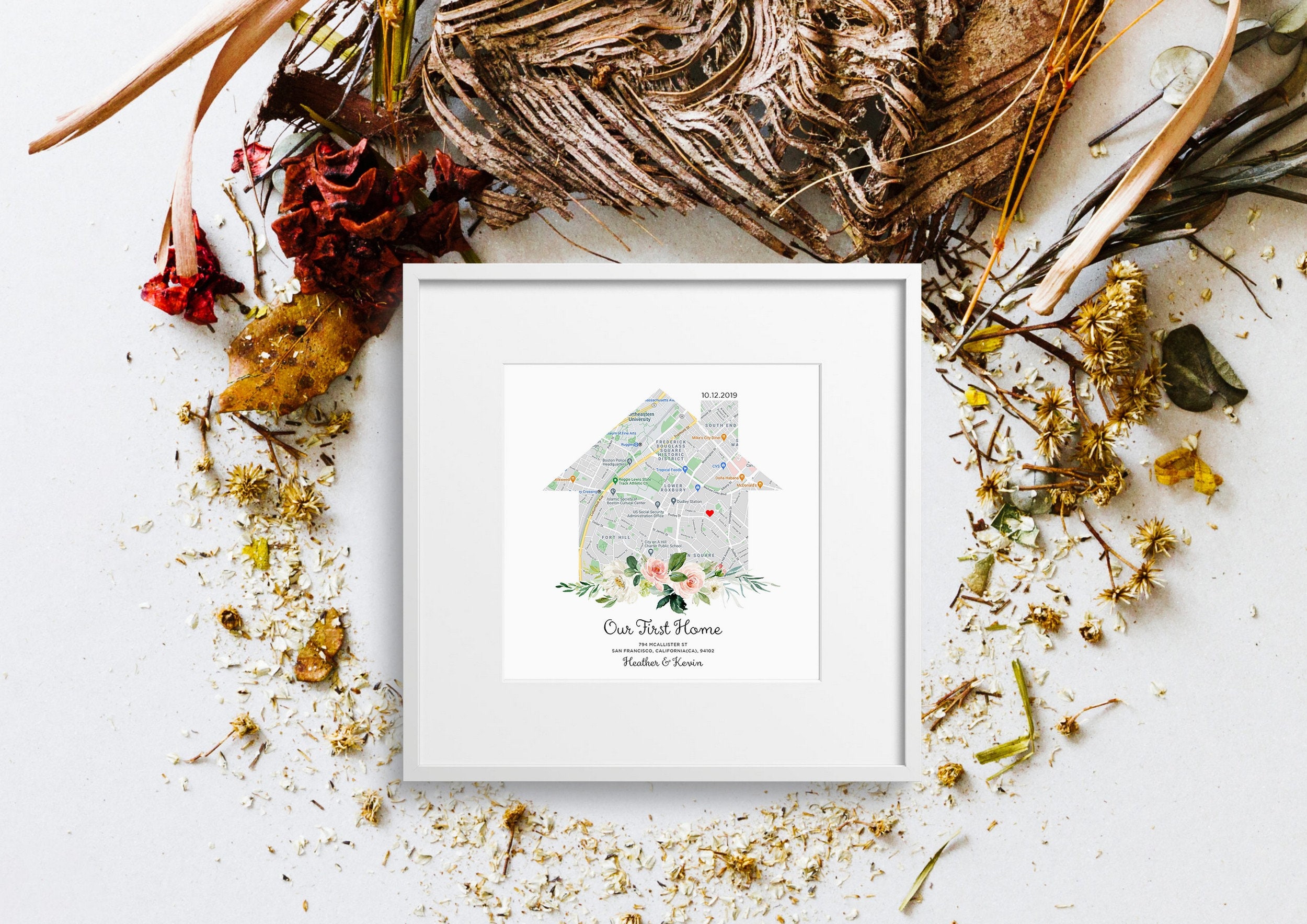 First New Home Gift for Couple House Shaped Map Poster Custom City Map ...