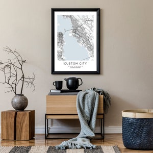 Hometown Street Map Poster Custom City Map Art Print and Frame Canvas ...