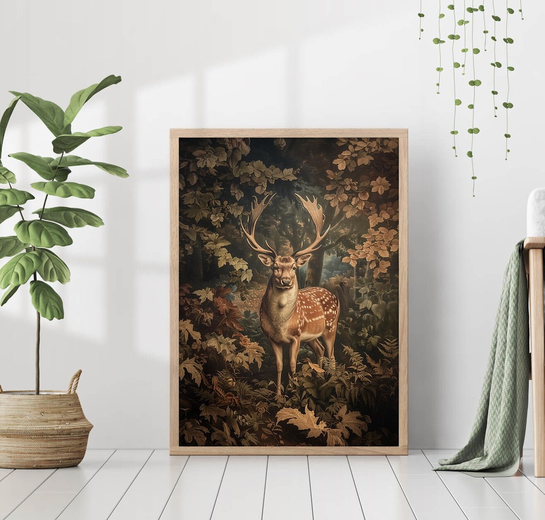 Rustikaler Hirsch Vintage Wald Viktorianisch Dark Academia Woods Mid ...