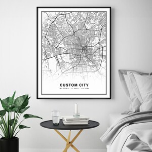 Hometown Street Map Poster Custom City Map Art Print and Frame Canvas ...
