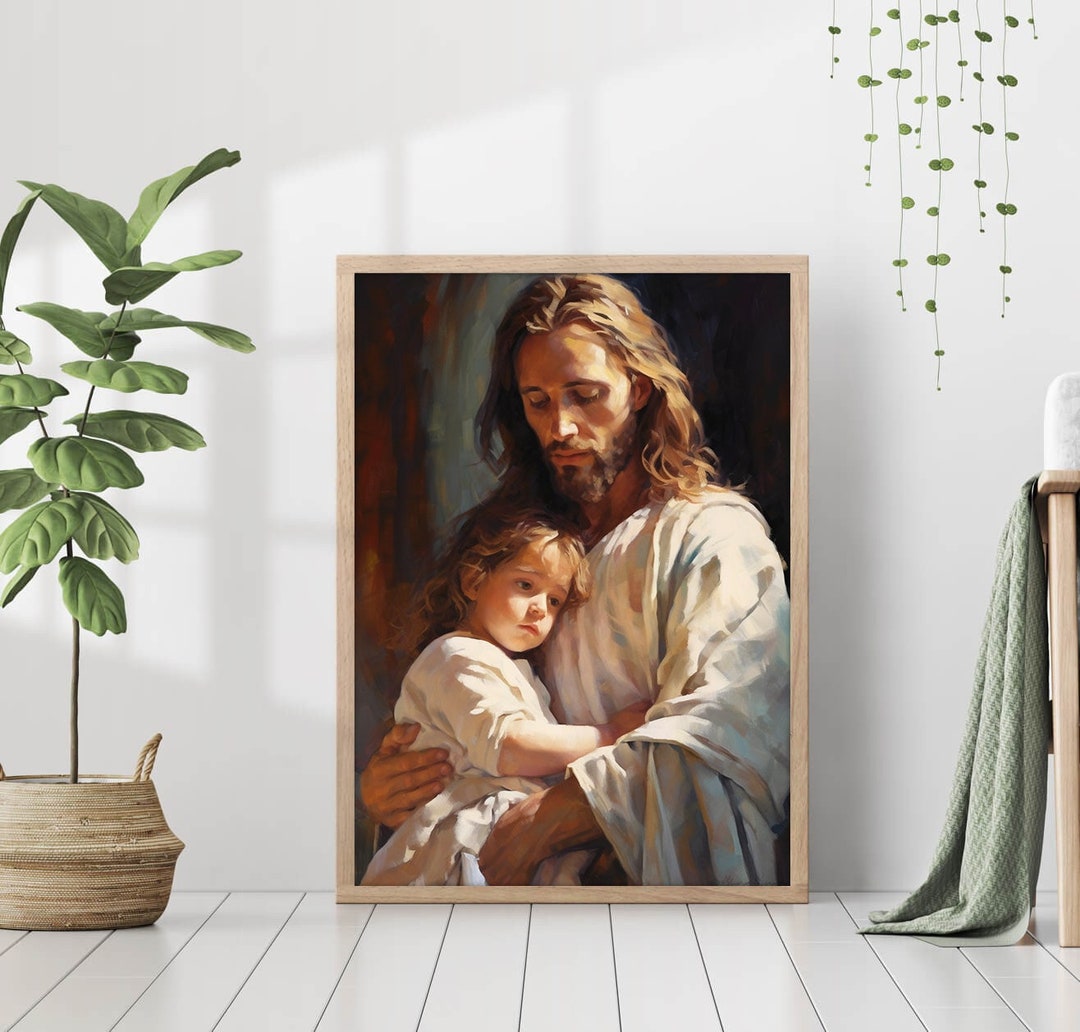 Jesus Christ Child Kid Painting God Print Christ's Embrace Wall Art ...