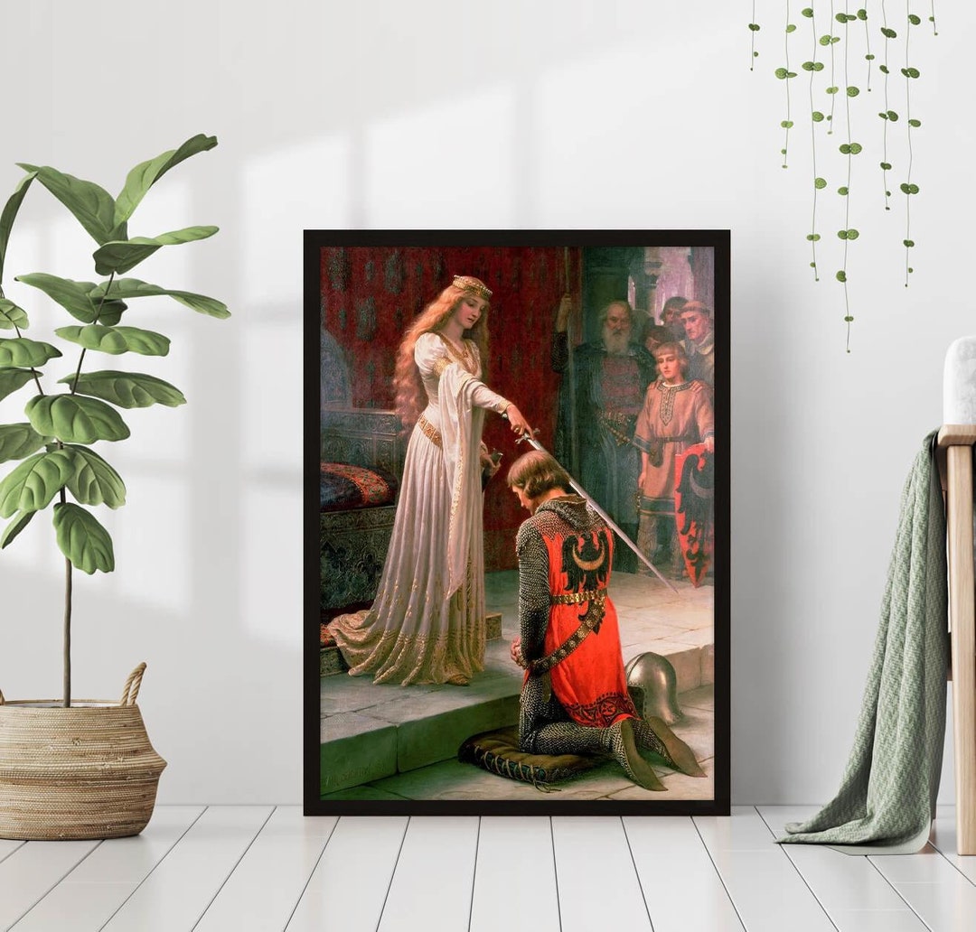 The Accolade Vintage Print Medieval Academia Art Myth Woman Canvas ...