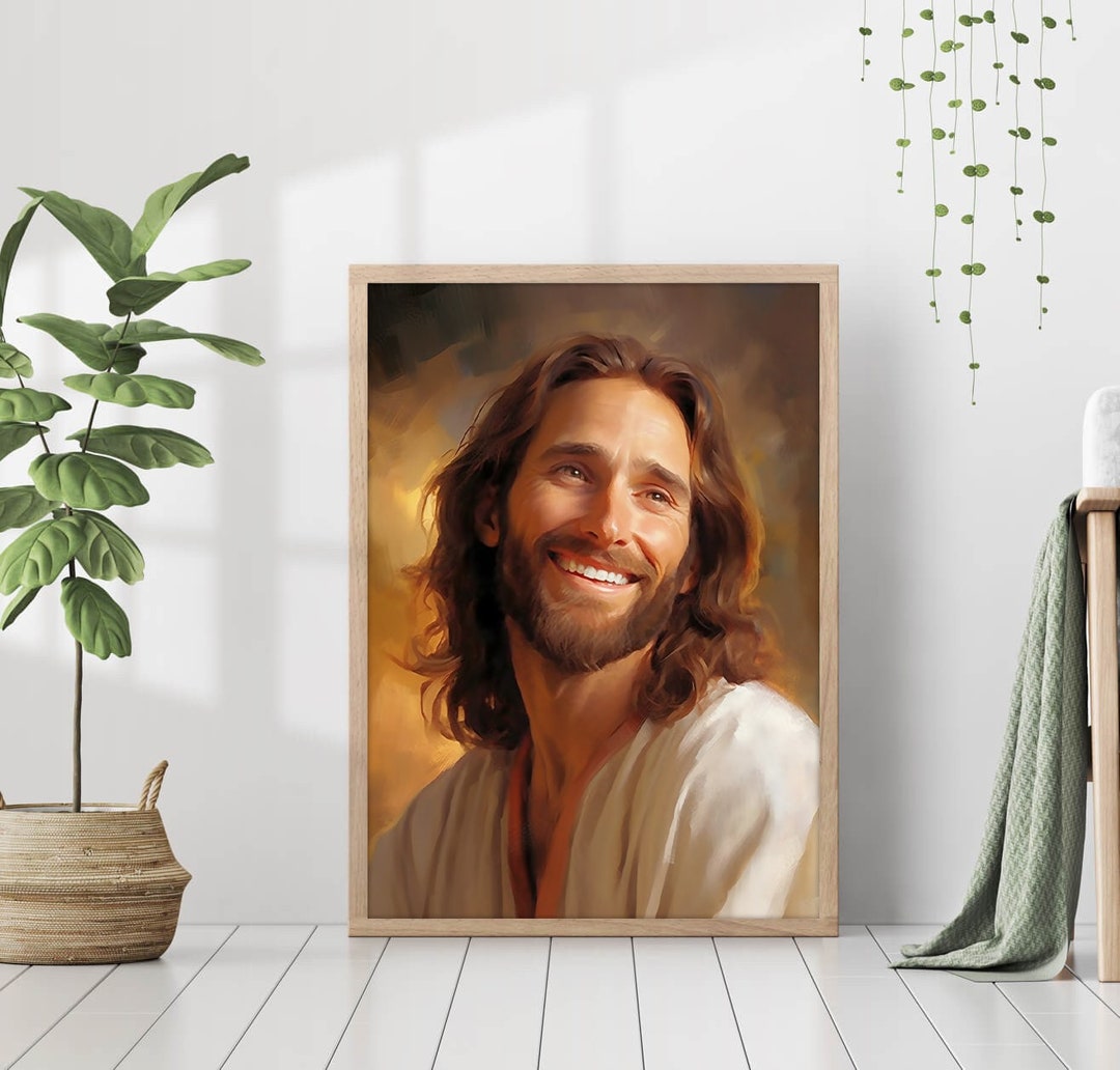 Jesus Christ Portrait Holy Painting Poster God Peace Print Wall Art ...