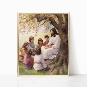 Kinder Gottes Gemälde Druck Jesus Christus lehrt Kinder Wand Kunst ...