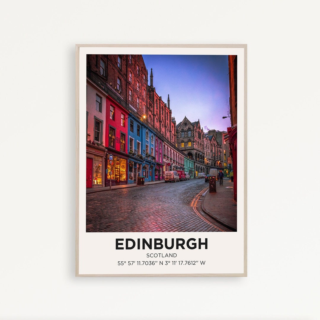 Edinburgh Travel Poster Scotland Wall Art Trendy Gift Eclectic Vibrant ...
