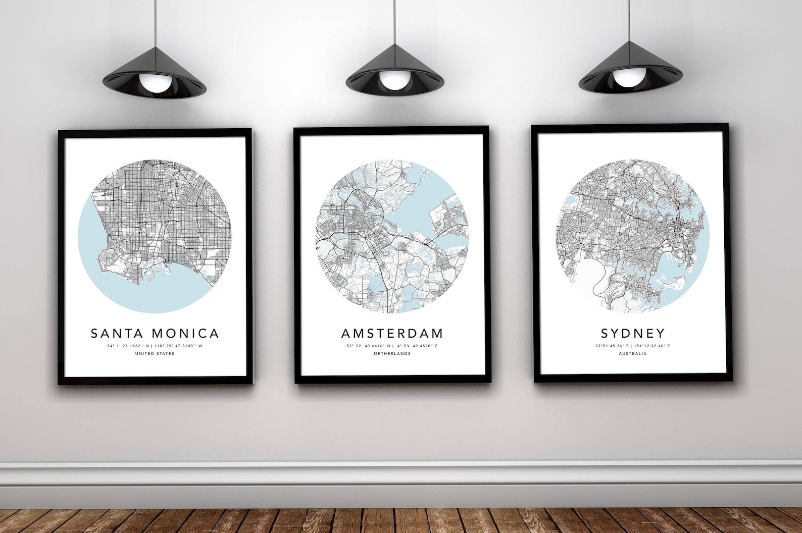 Personalized Set of Three Map Prints Custom Locations City Map Home ...