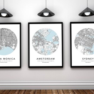 Personalized Set of Three Map Prints Custom Locations City Map Home ...