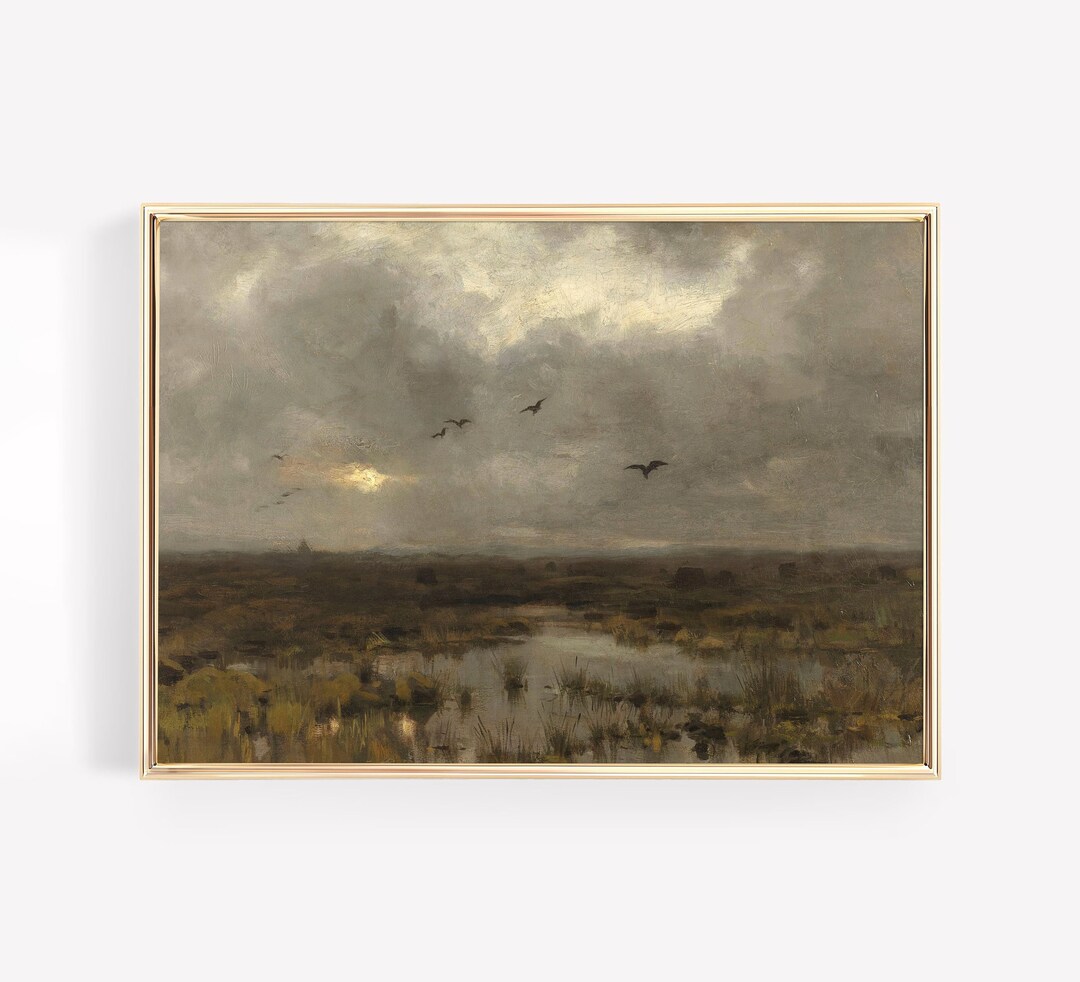 Vintage Moody Swamp Painting French Country Decor Cabin Farmhouse ...