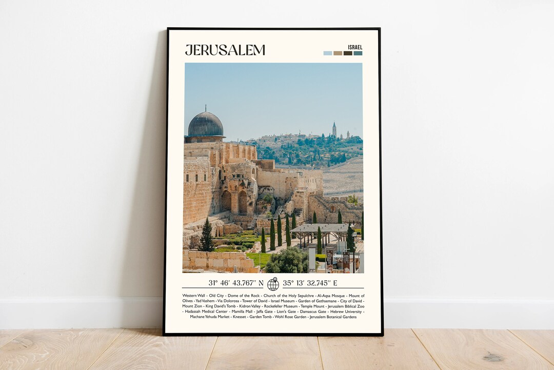Jerusalem Print Israel Travel Poster Gift Eclectic Vibrant Print Trendy ...