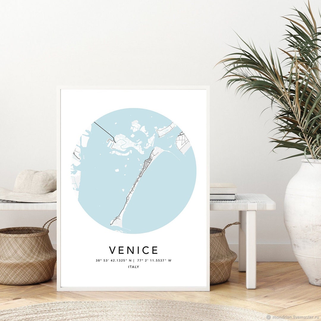 Venice Map Print Framed Canvas Wall Art Poster Italy Map Prints With ...