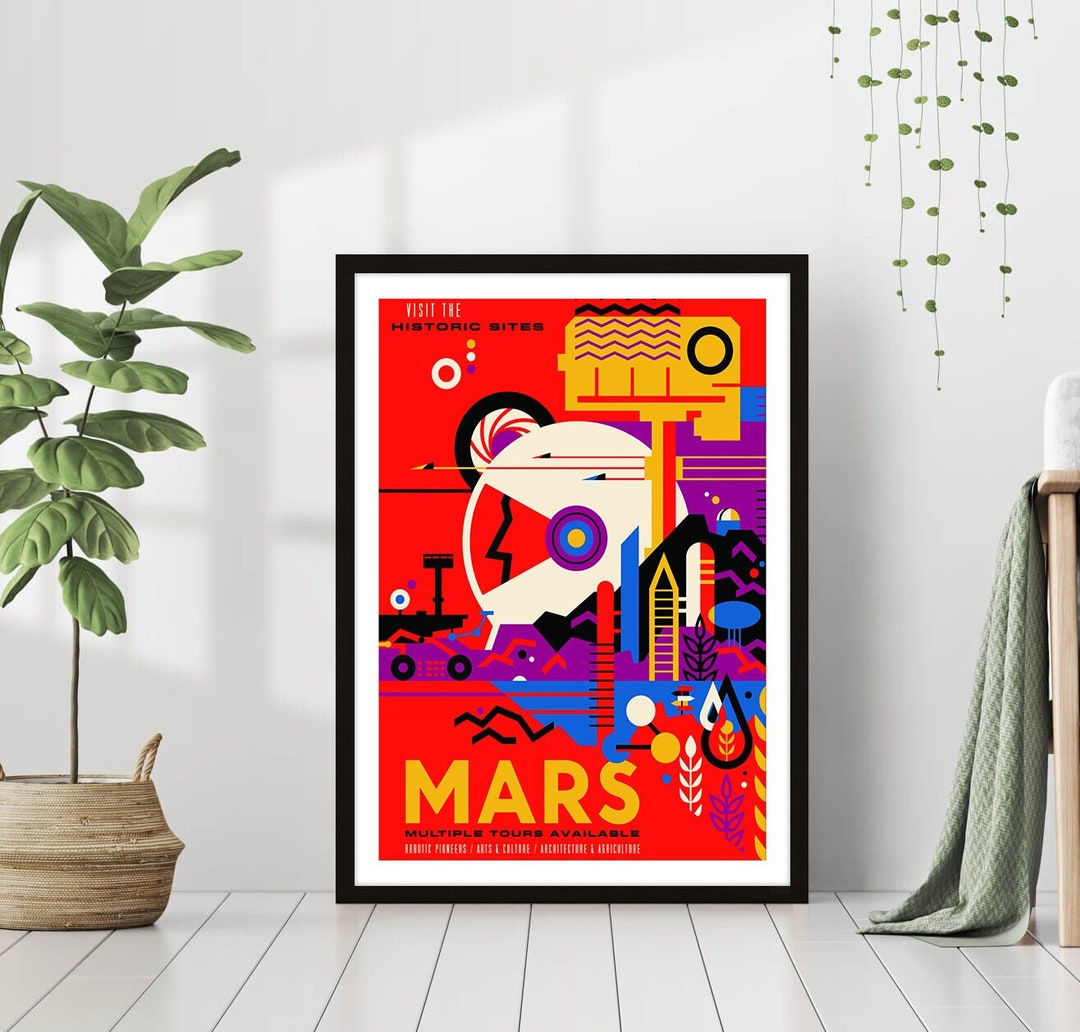 NASA Mars Planet Poster Retro Vintage Art Canvas Print Frame Science ...