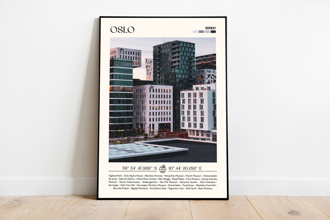 Oslo Print Norway Travel Poster Gift Eclectic Vibrant Print Trendy ...