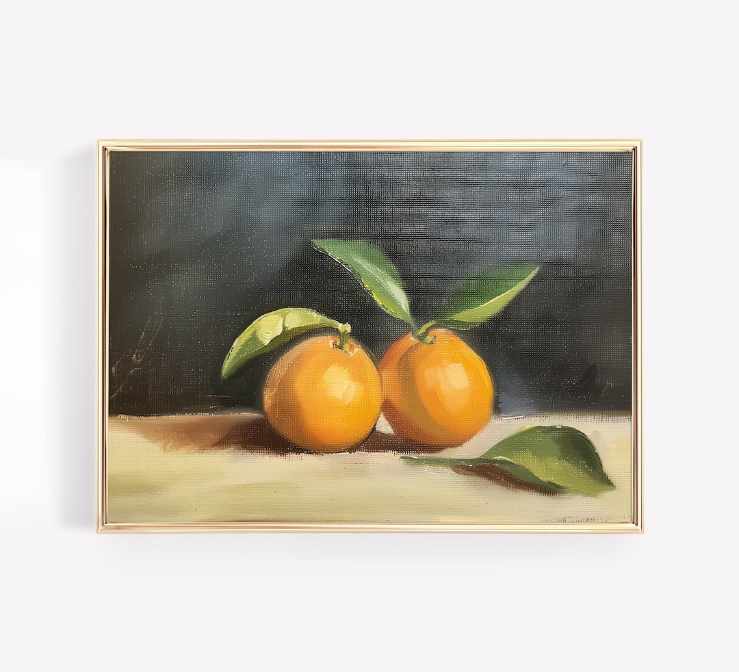 Vintage Clementine Oil Painting Print Orange Citrus Canvas Poster ...