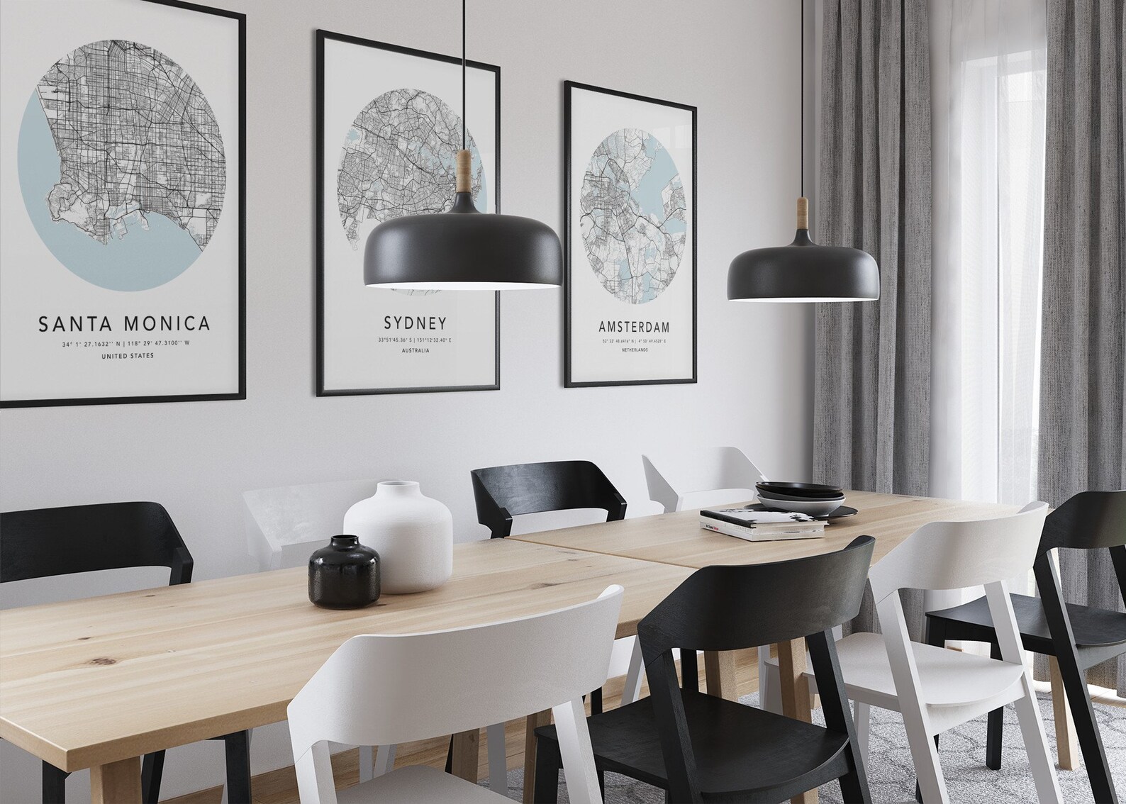 Personalized Set of Three Map Prints Custom Locations City Map Home ...