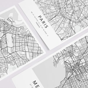 Personalized Set of 4 Any City Map Prints Custom Locations Home Town ...