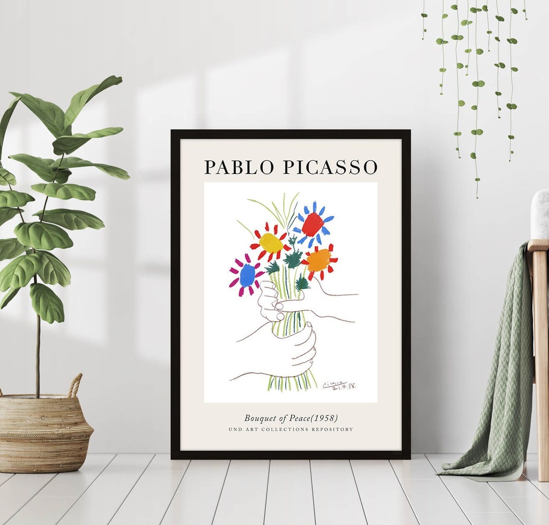 Pablo Picasso Bouquet of Peace Exhibition Poster Canvas Print Frame ...