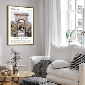 Cagliari Print Italy Travel Poster Gift Eclectic Vibrant Print Trendy Living Room Retro Photo ...