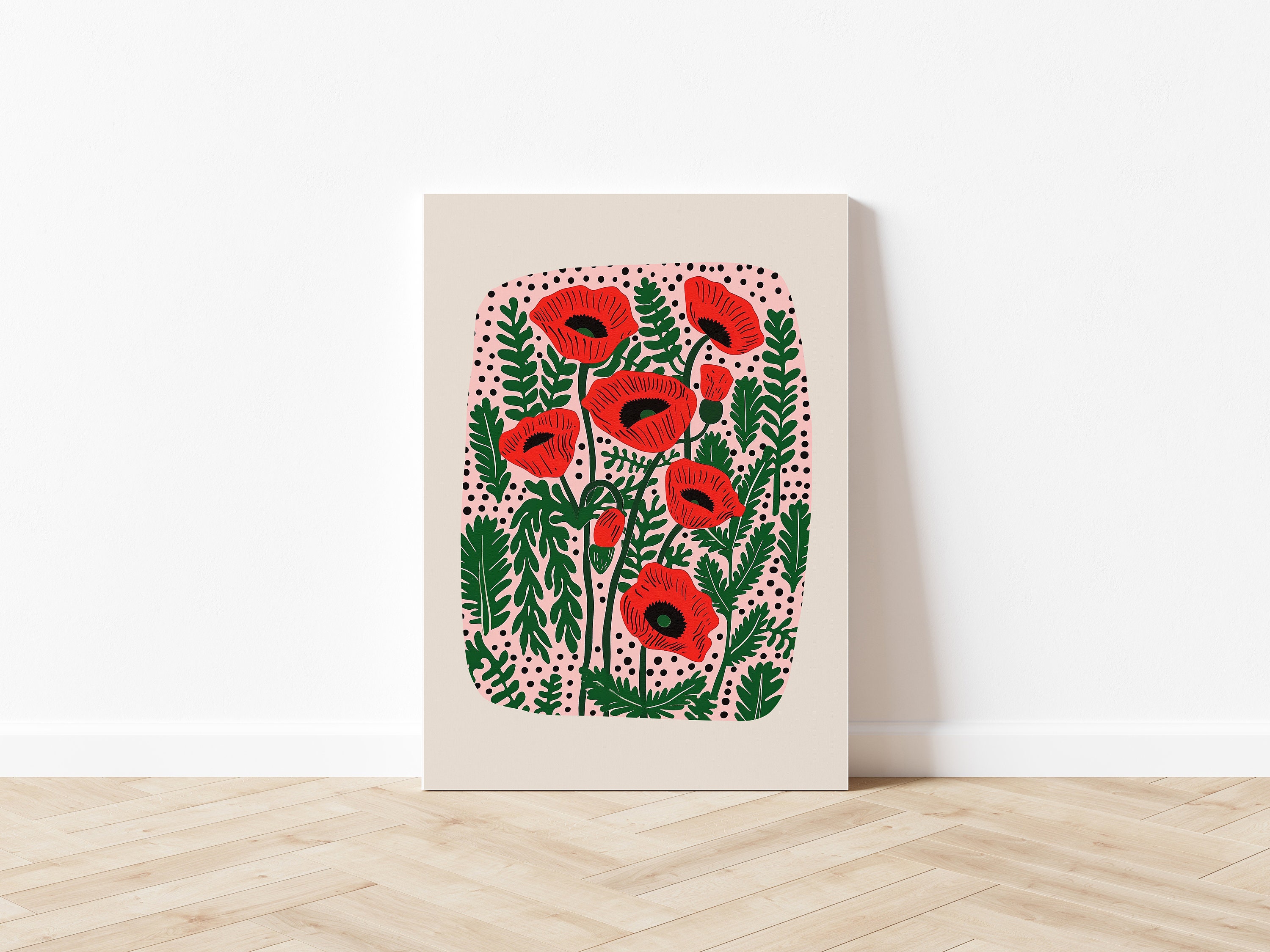 Red Poppies Print Flower Market Poster Botanical Poppy Canvas Framed ...
