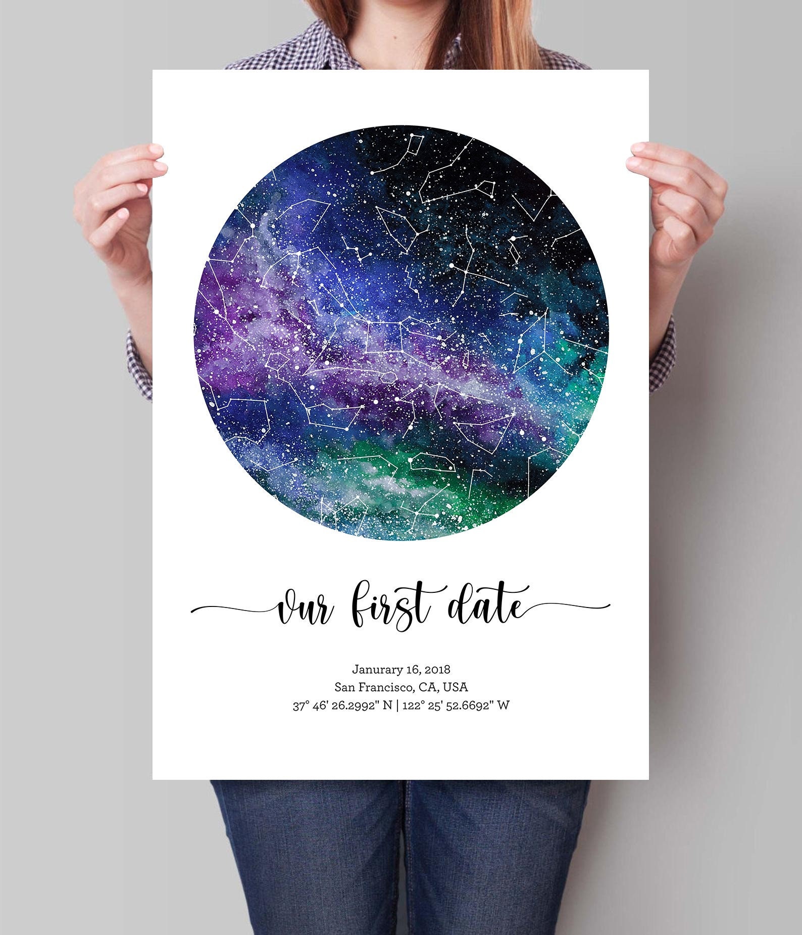 Our First Date Stars Map Poster Print Custom Night Sky Canvas - Etsy