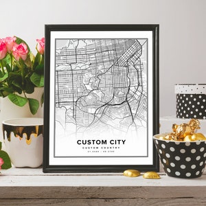 Custom City Map With Street Names Hometown Poster Wall Art Print and ...