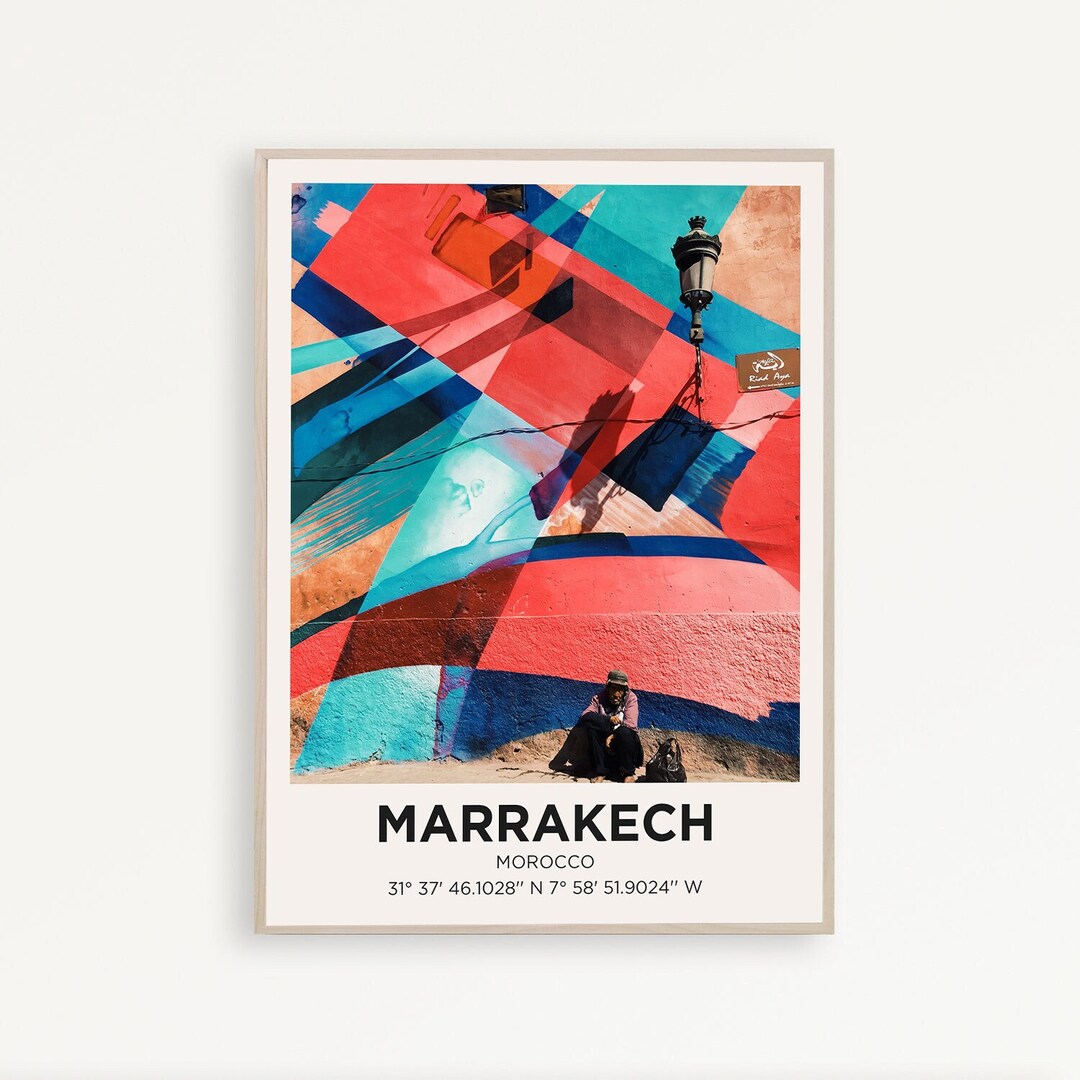 Marrakech City Travel Poster Morocco Wall Art Trendy Gift Eclectic ...