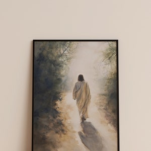 Jesus Christ Walking the Path Canvas Wall Art Poster Holy Modern Bible ...