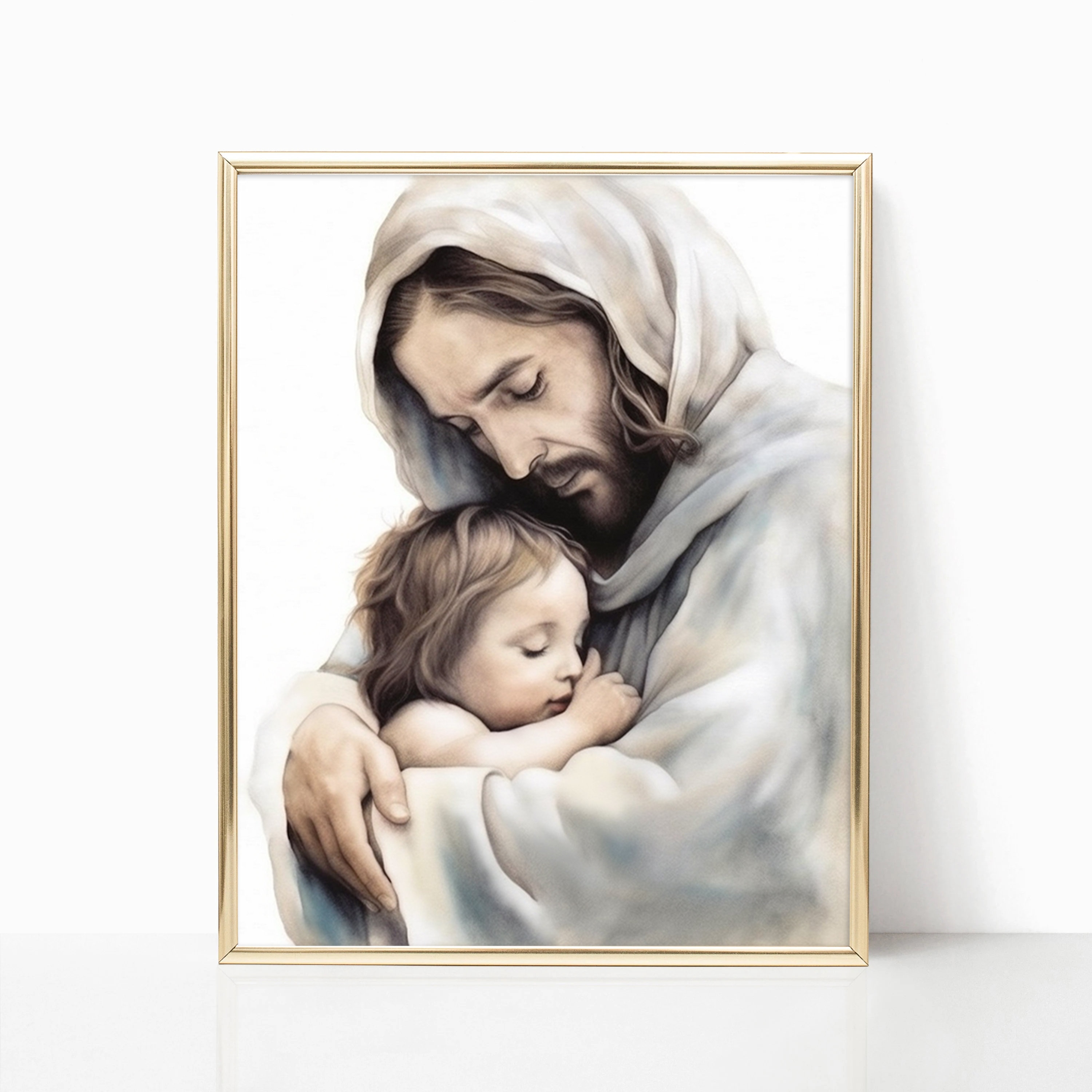 Jesus Christ Boy Child Kid Painting Print Christ's Embrace Wall Art ...