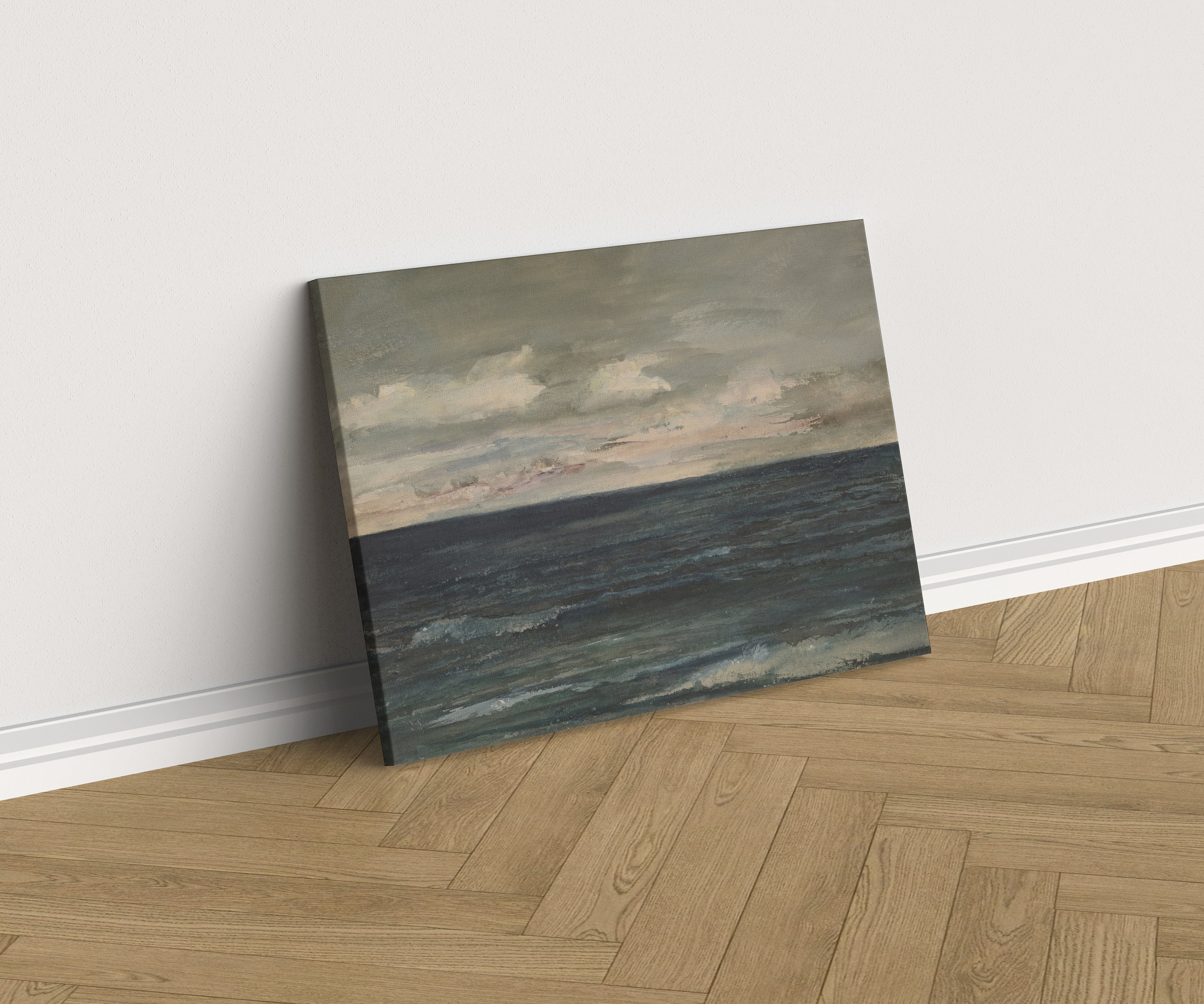 Vintage Seascape Coastal Nautical Printed Painting Muted Wall Art ...
