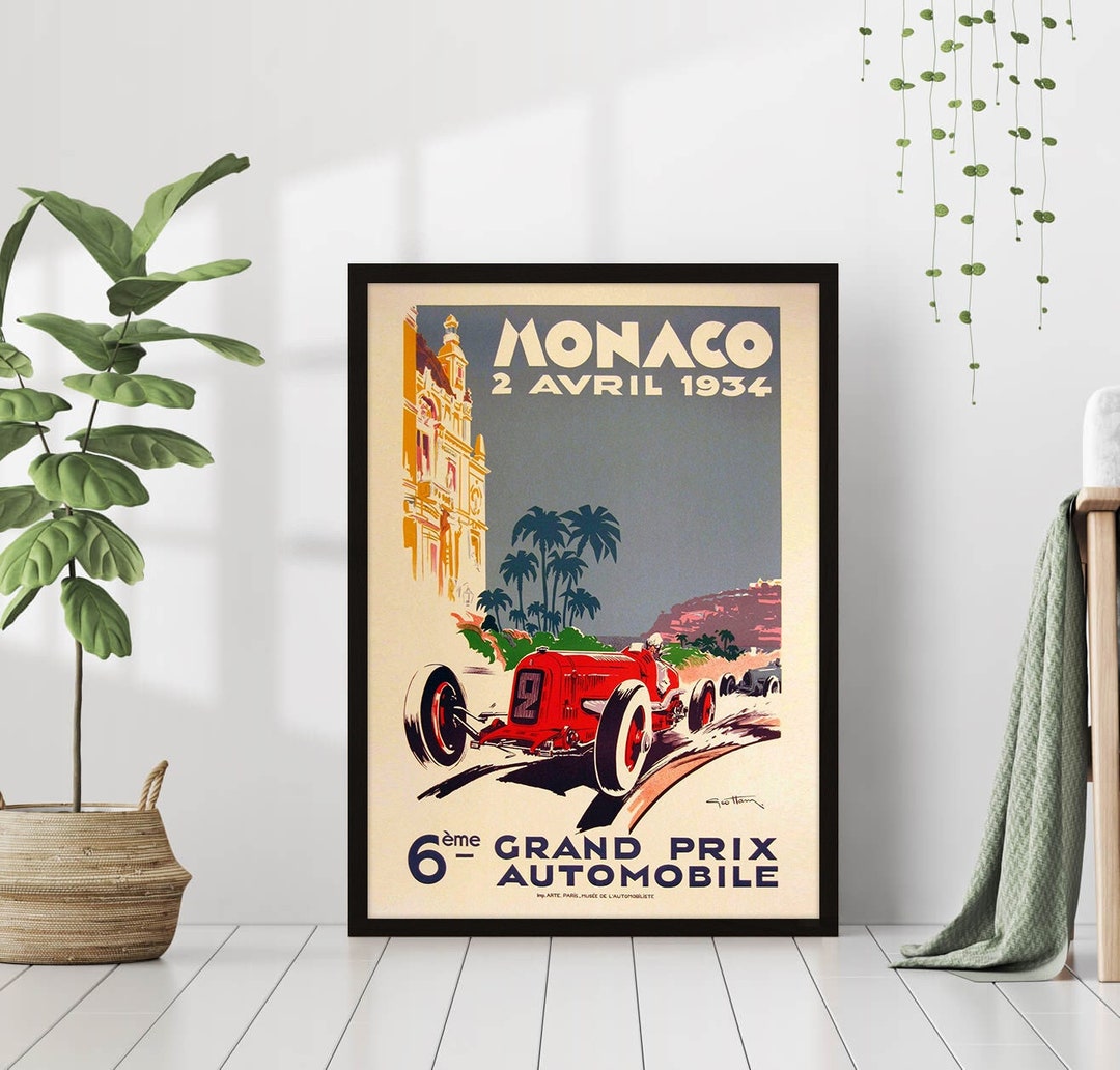 Monaco Grand Prix Sports Car Race Fan Gift Old Vintage Retro Antique ...