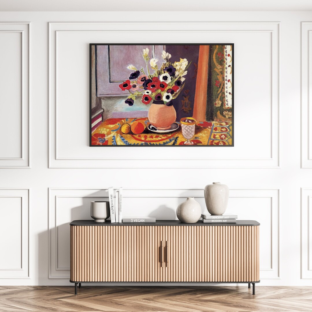 Henri Matisse Anemones in an Earthenware Vase Canvas Print Poster Frame ...