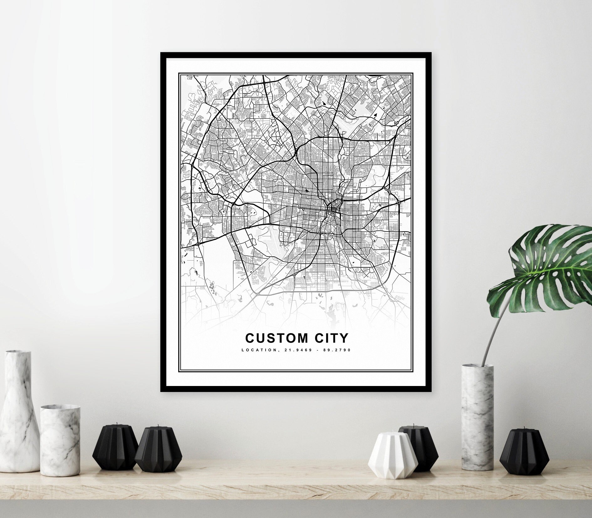 Hometown Street Map Poster Custom City Map Art Print and Frame - Etsy