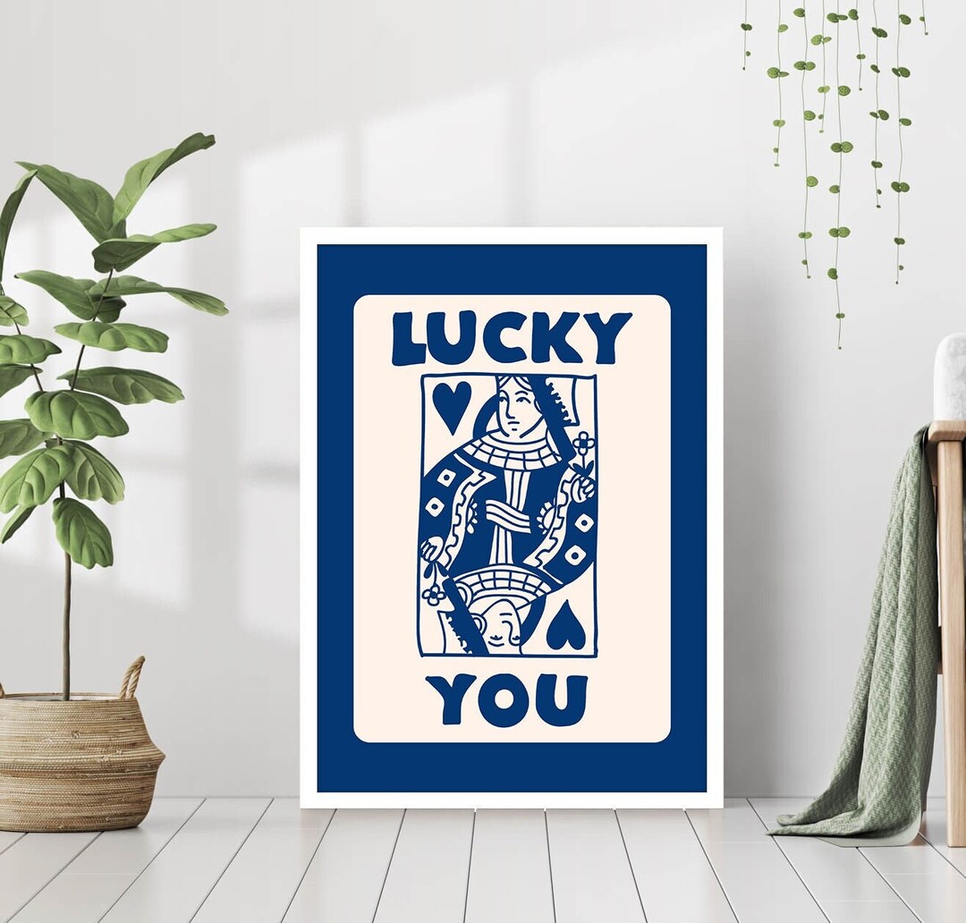 Lucky You Wall Art Pink Queen Card Poster Print Retro Fashion Party ...