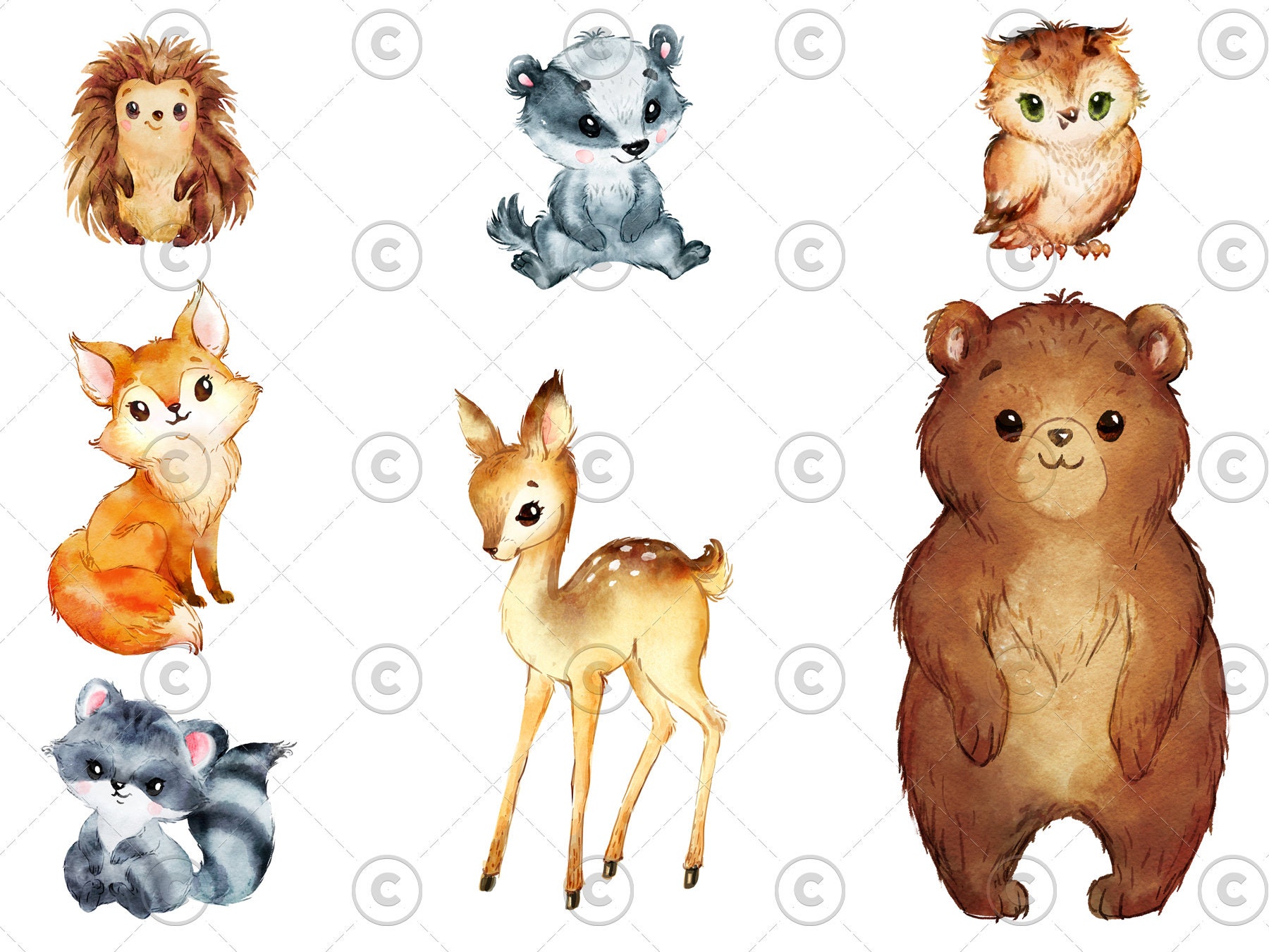 Woodland Cute Baby Animals Clipart Forest Animals Clip Art | Etsy