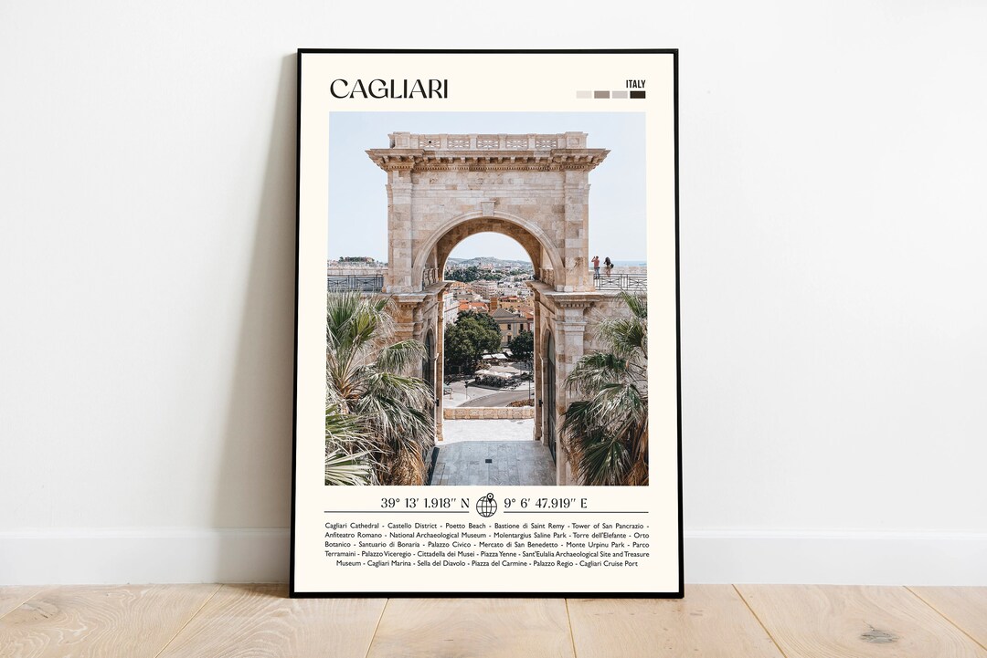 Cagliari Print Italy Travel Poster Gift Eclectic Vibrant Print Trendy Living Room Retro Photo ...