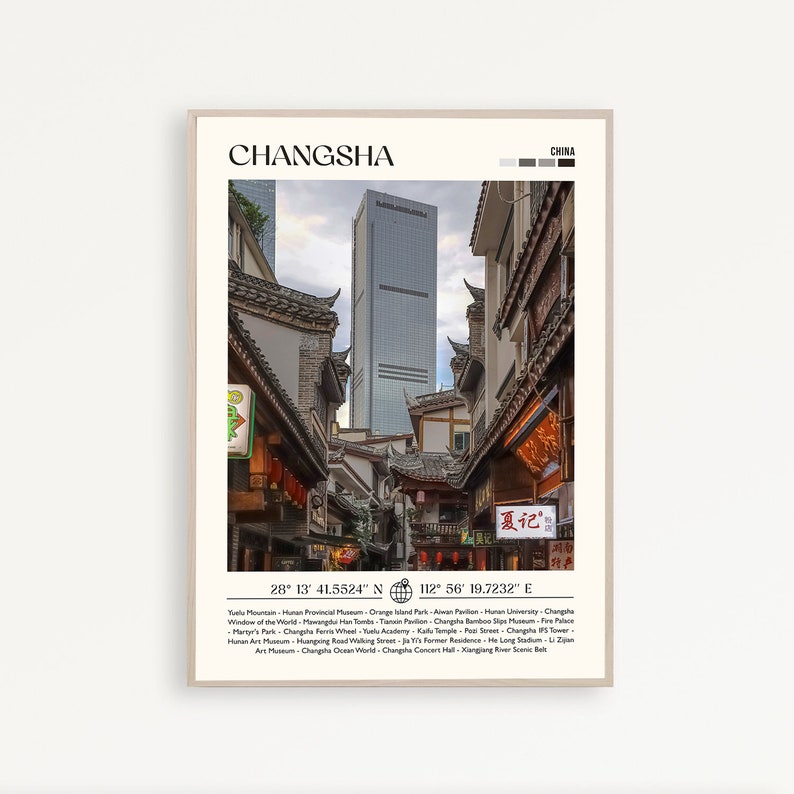 Changsha Print China Travel Poster Gift Eclectic Vibrant Print Trendy ...