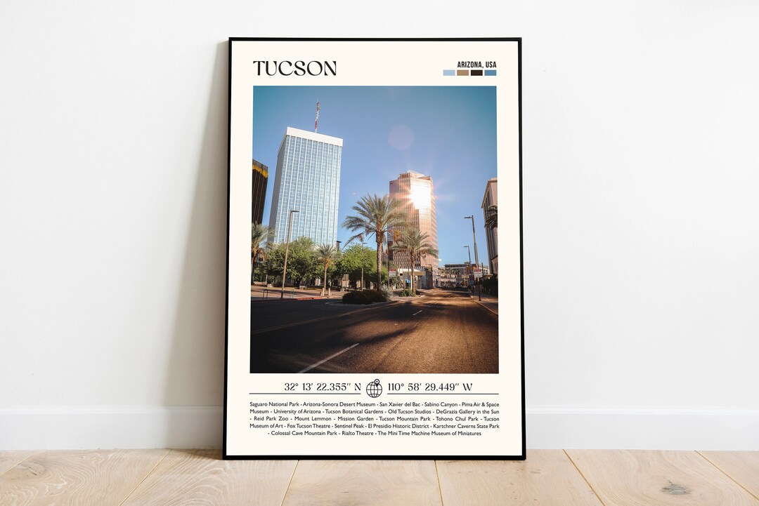 Tucson Print Arizona USA Travel Poster Gift Eclectic Vibrant Print ...