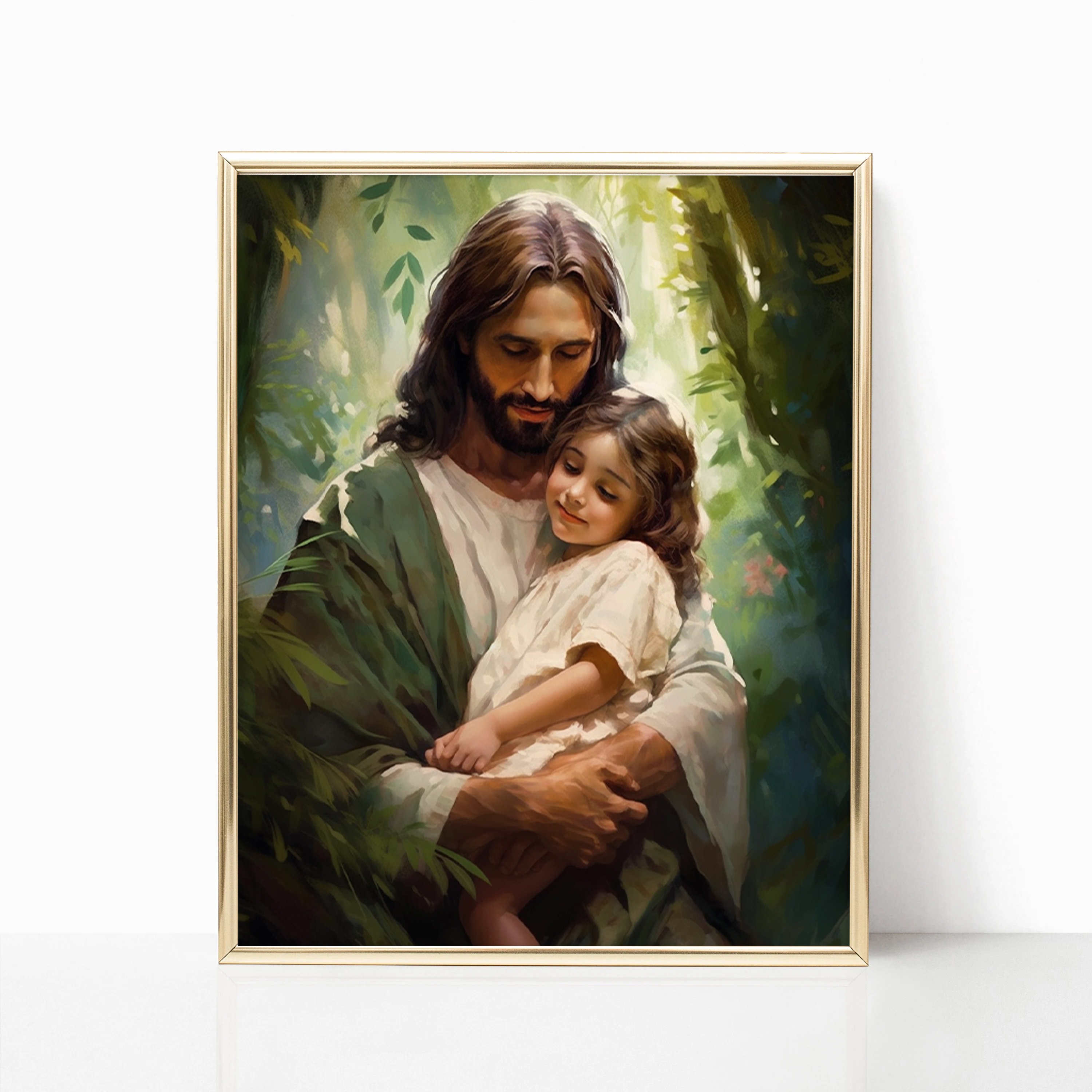 Jesus Christ Girl Child Kid Painting Print Christ's Embrace Wall Art ...