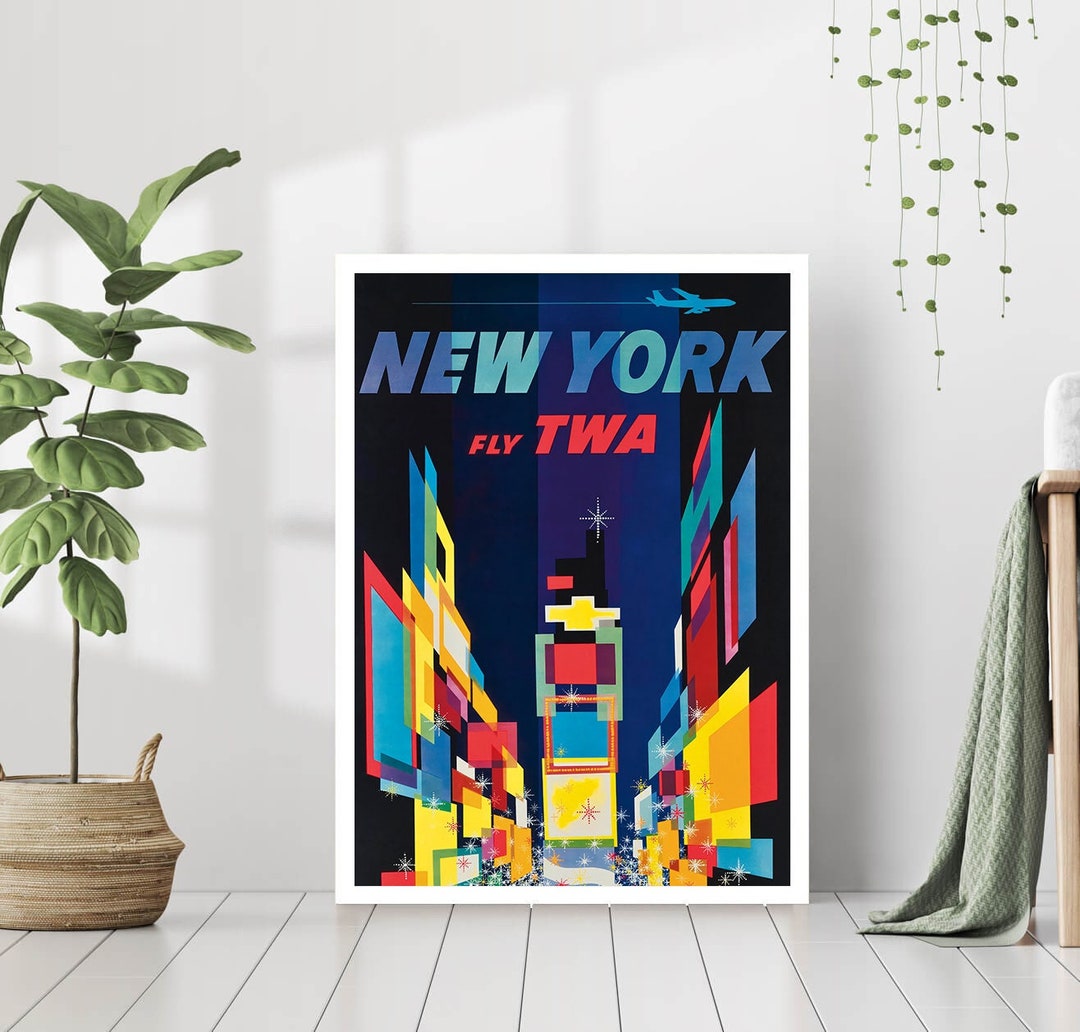 New York City Travel Poster Times Square Colorful Eclectic Vibrant ...