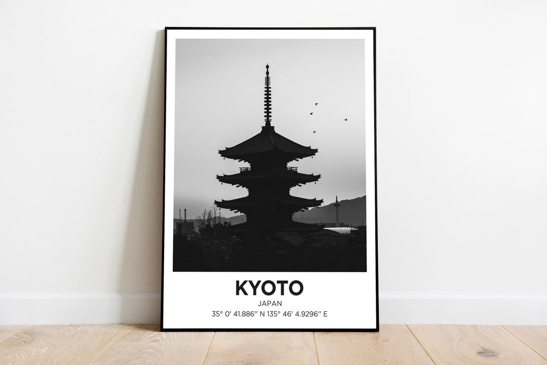 Kyoto Reise Poster Japan Wand Kunst Trend Geschenk Eclectic Schwarz Weiß Druck Retro Wohnzimmer ...