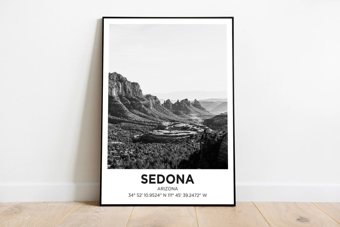 Sedona Travel Poster Arizona Wall Art Trendy Gift Eclectic Black ...