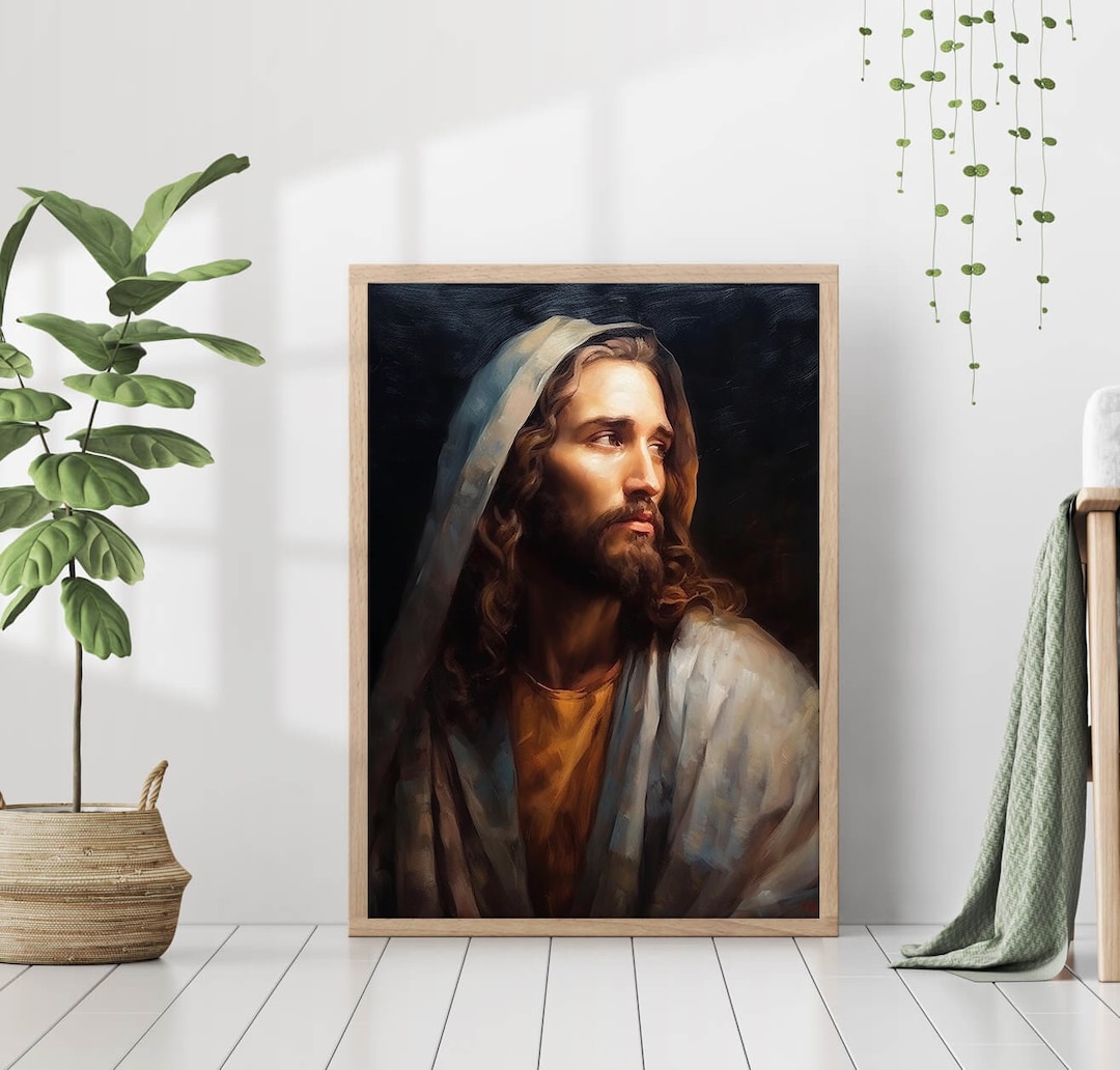 Jesus Christ Portrait Holy Painting Poster God Peace Print Wall Art ...