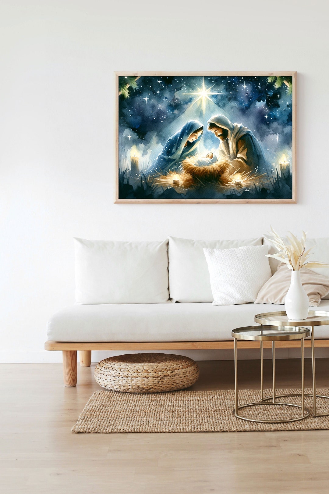 Mary & Joseph Birth of Jesus Christ Print Christian Spiritual Poster ...