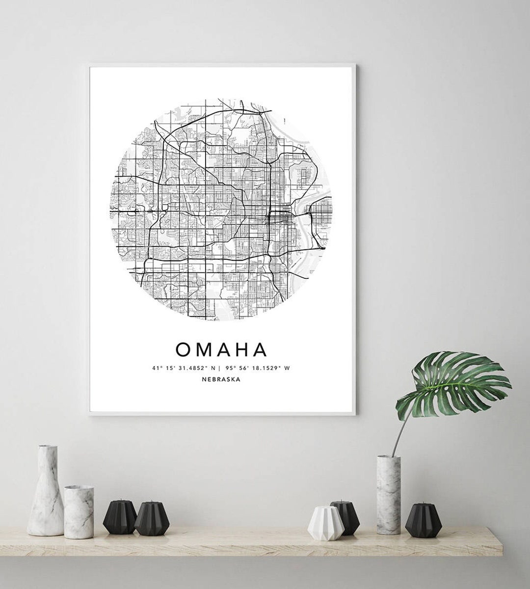 Omaha Map Print Framed Canvas Wall Art Poster United States Map Print ...