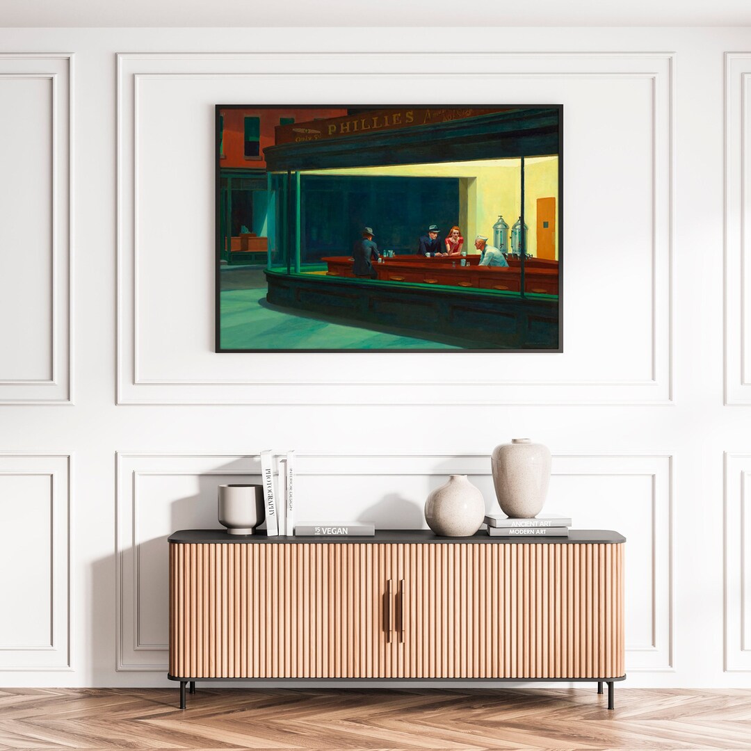 Edward Hopper Nighthawks Canvas Print Poster Frame Painting Wall Art ...