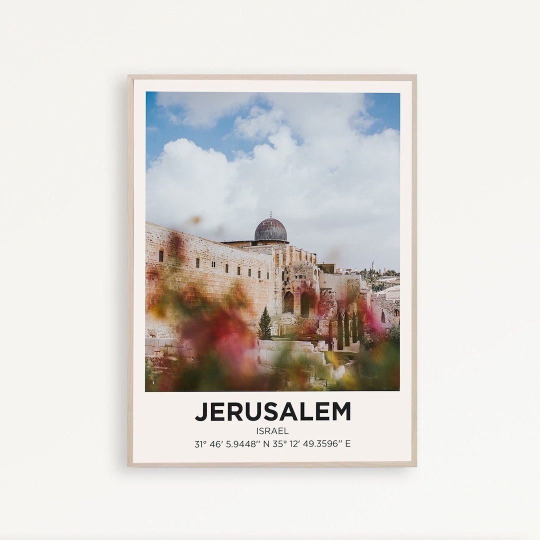Jerusalem Travel Poster Israel Wall Art Trendy Gift Eclectic Vibrant ...