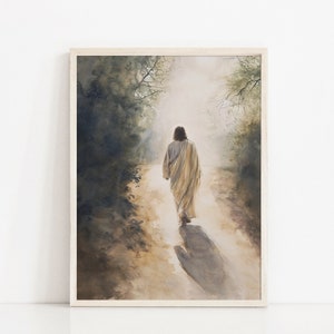 Jesus Christ Walking the Path Canvas Wall Art Poster Holy Modern Bible ...