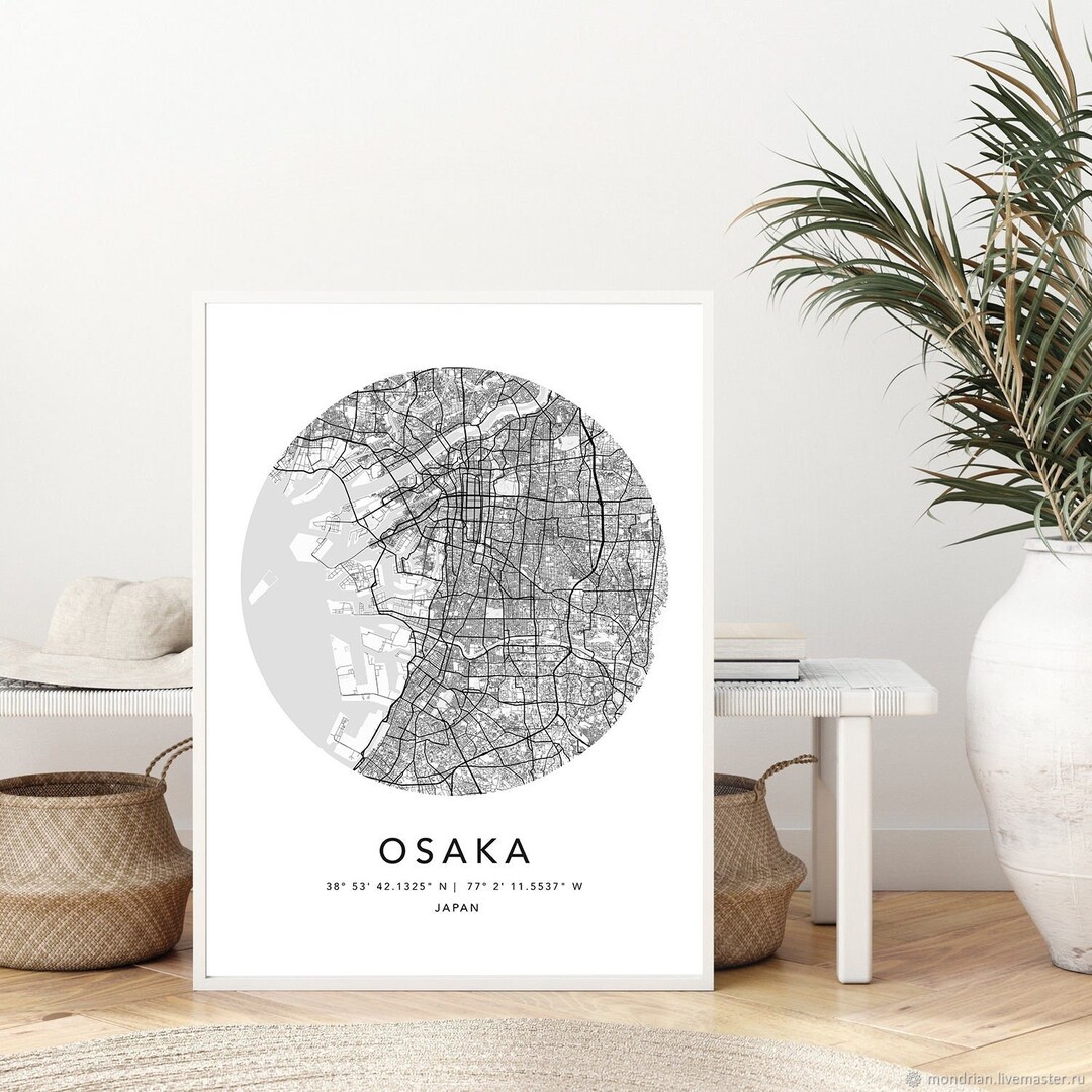 Osaka Map Print Framed Canvas Wall Art Poster Japan Map Prints With ...