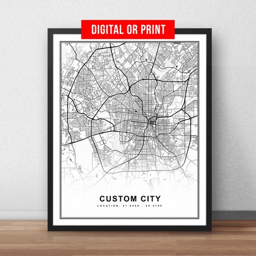 Hometown Street Map Poster Custom City Map Art Print and Frame - Etsy