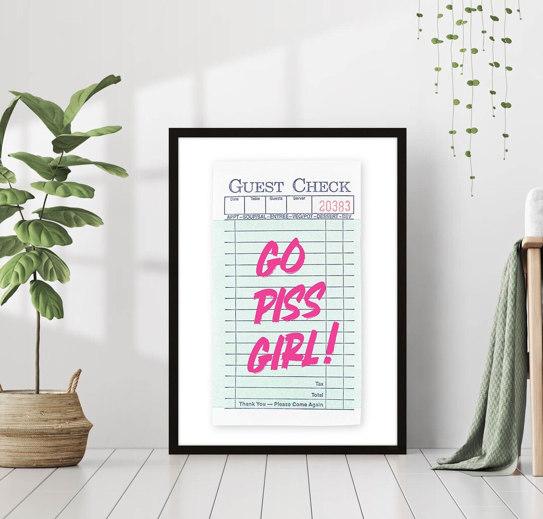 Go Piss Girl Print Retro Funny Bathroom Poster Club Fashion Dance Party ...