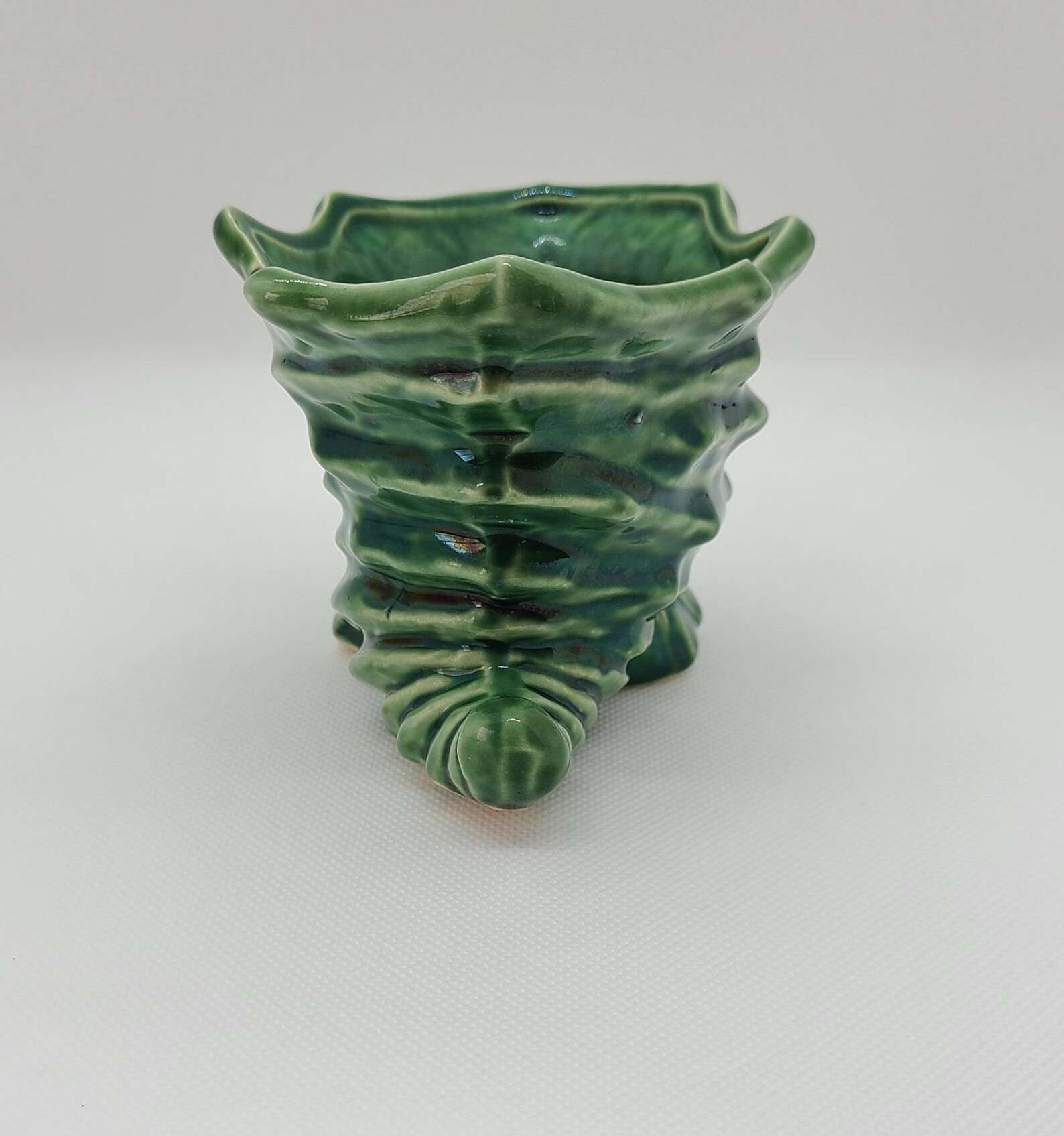 Vintage Green Cornucopia Planter With Thistle Flower Mc Coy - Etsy